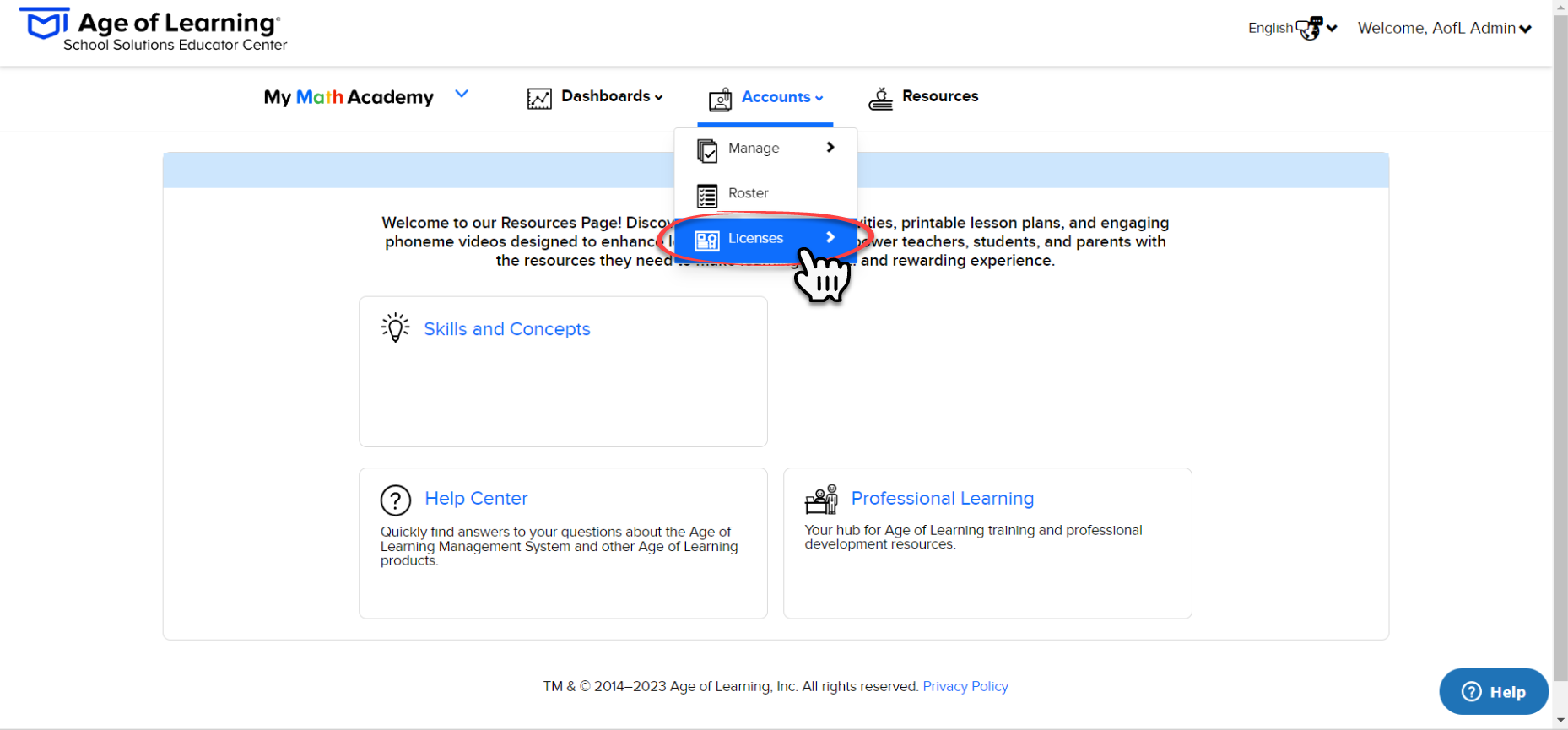 How do I see the licenses that have been distributed to lower levels of ...